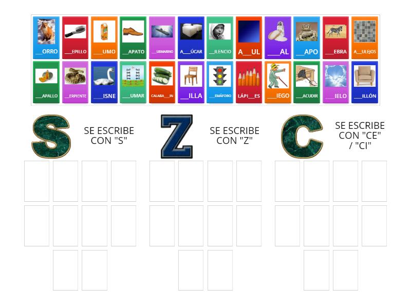 SE ESCRIBE CON S, Z, o C. - Group sort