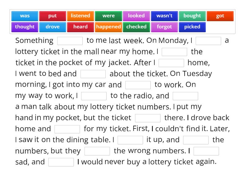 Past Simple -A1+ story - Complete the sentence