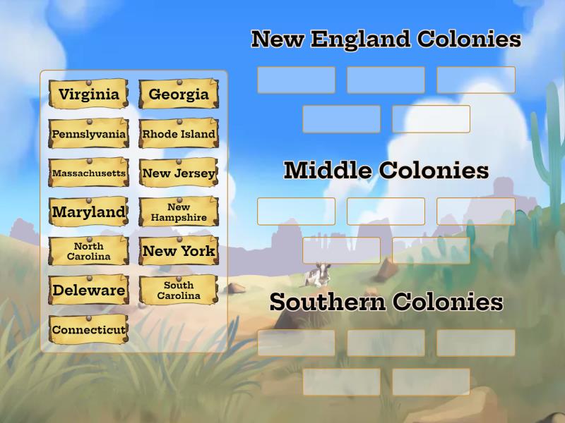 The 13 British Colonies - Group sort