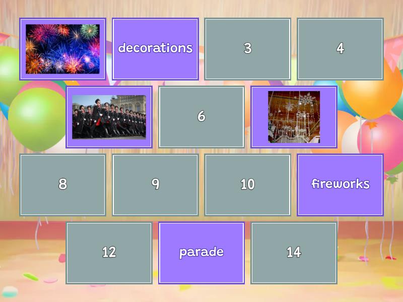 celebration - Matching pairs