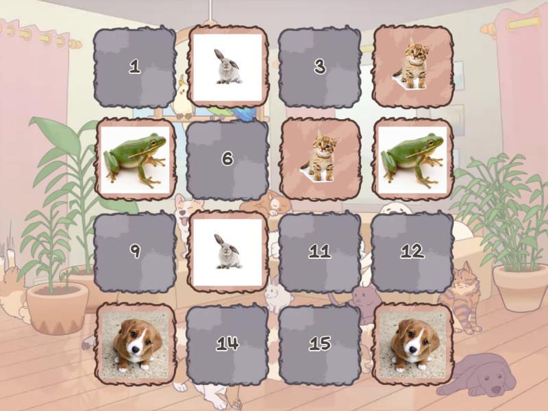 PETS MEMORY GAME - Matching pairs