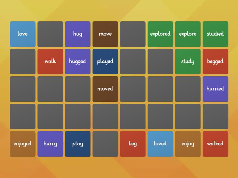 Regular Past Simple Tense Verbs - Parejas