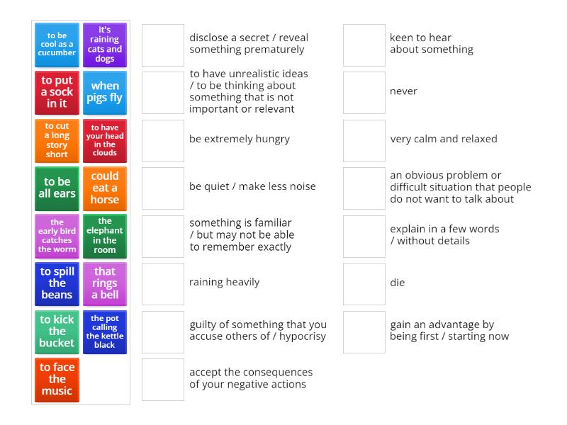 Idioms - guessing game - Match up