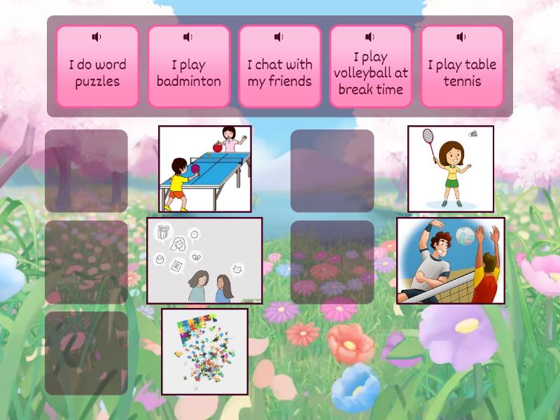 Homework - Unit 10: Break time activities - Match up