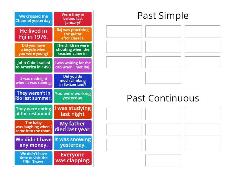 Past simple vs Past continuous - Group sort