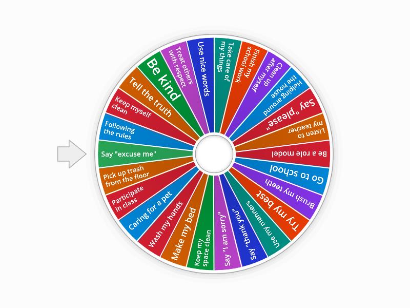Responsibility Bingo - Spin the wheel