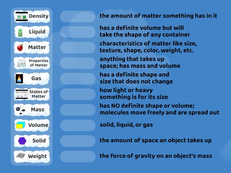 Properties of Matter Vocabulary - Match up