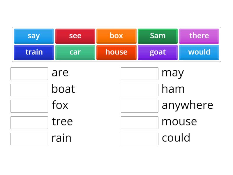 Green Eggs and Ham rhyming words - Match up