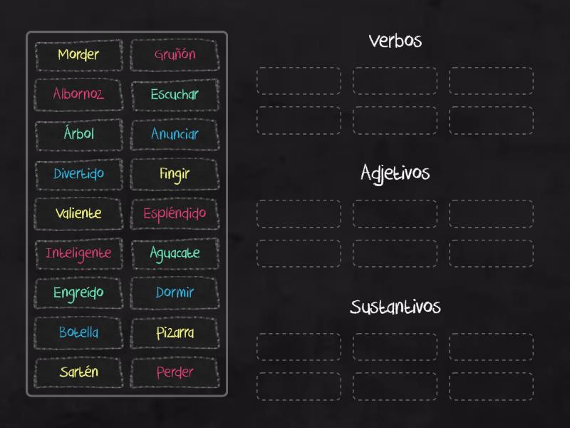 Adjetivos, Sustantivos y Verbos - Group sort