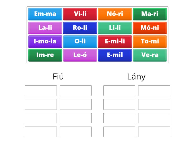 Fiú - lány nevek - Group sort