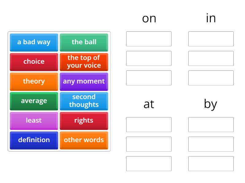 prepositions Roadmap B2+ unit 4 - Group sort