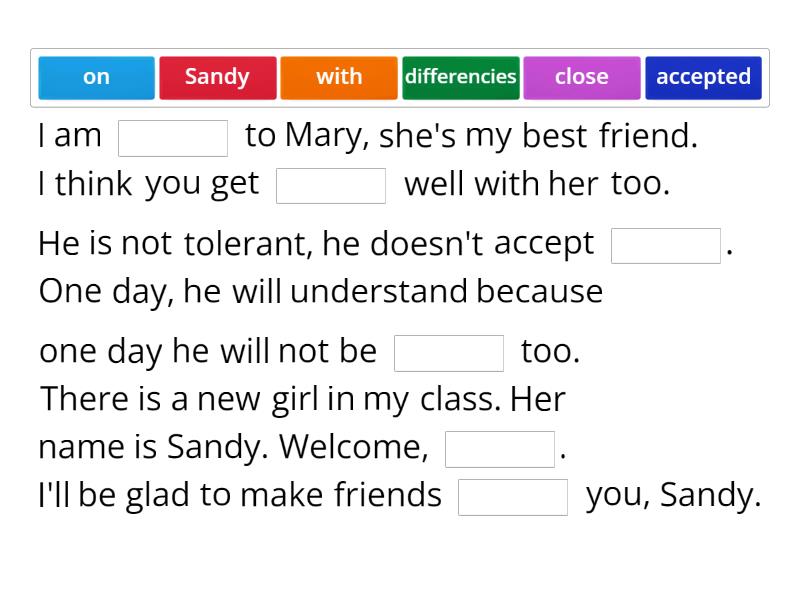 English Relationships 5ème - Complete the sentence