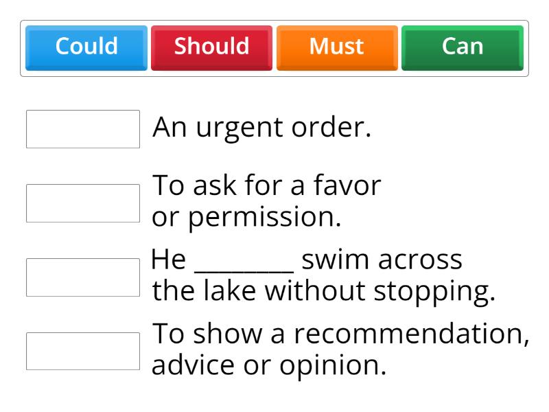 Modal Verbs Can Could Should Must - Match up