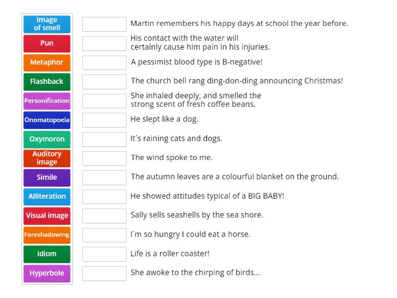 Literary devices Game! Play and Revise! - Match up