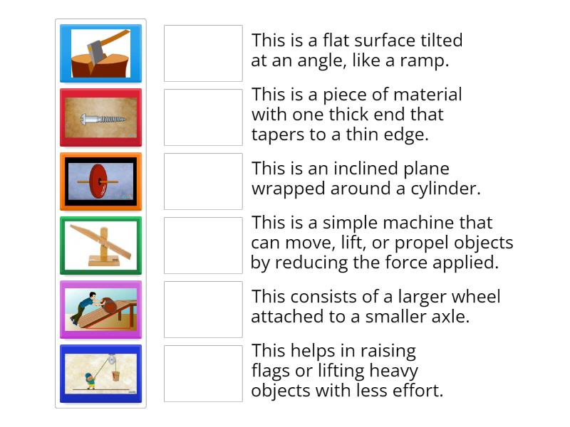Energy Transformation in simple machines - Match up