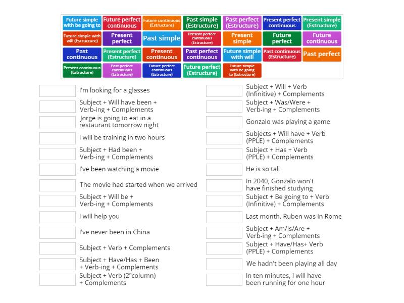 Verb tenses - Match up