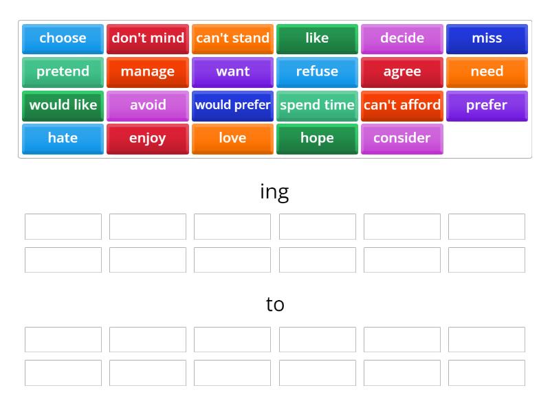 focus 2 verb patterns 1.5 - Group sort