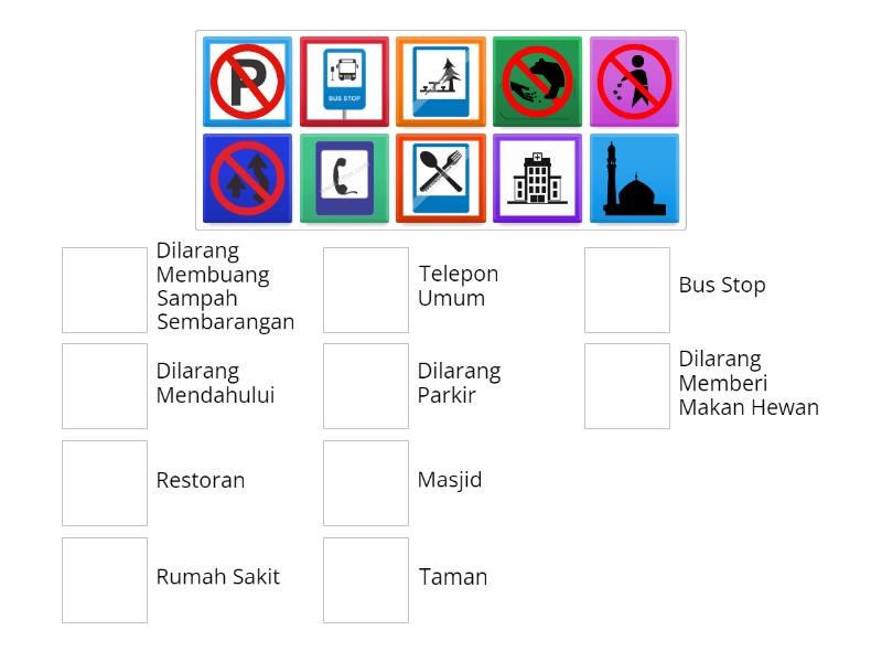 Mengenal tanda-tanda di tempat umum - Padankan