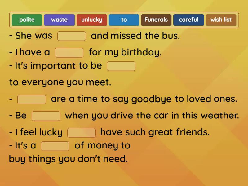 Gift giving - Complete the sentence