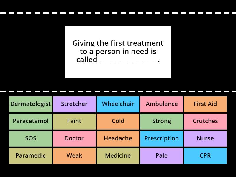 FIRST AID VOCABULARY 1 - Find the match