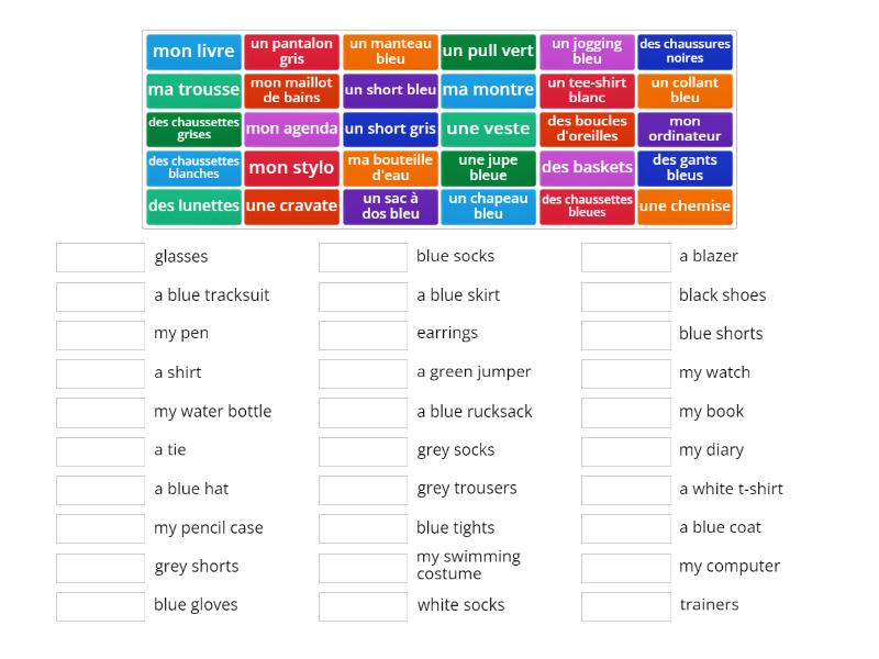 French school uniform - Match up