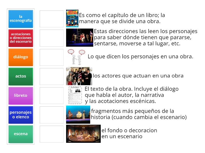 Elementos del drama o de una obra de teatro - Match up