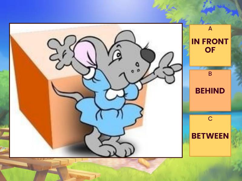 Preposition of Place (in front of, behind, between) - Викторина