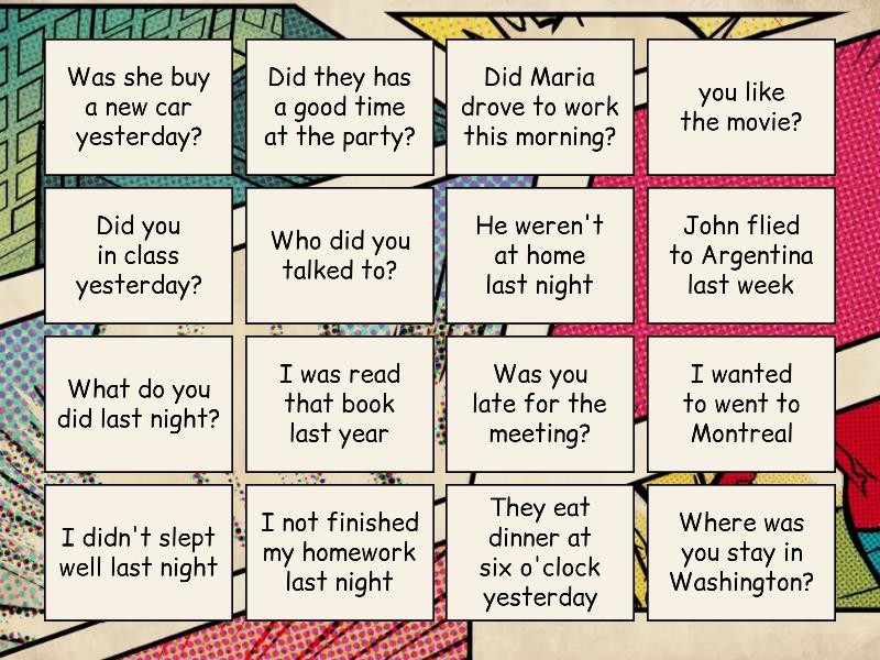 SIMPLE PAST ERROR CORRECTION - FLIP THE TILES - Fichas giratorias