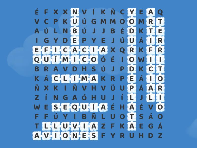 La siembra de nubes - Sopa de letras