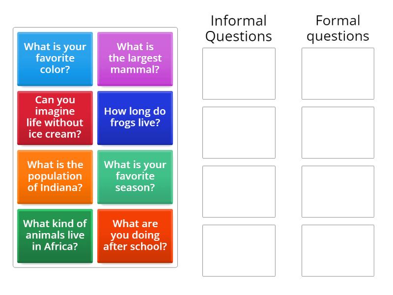 Informal vs. Formal Questions - Group sort