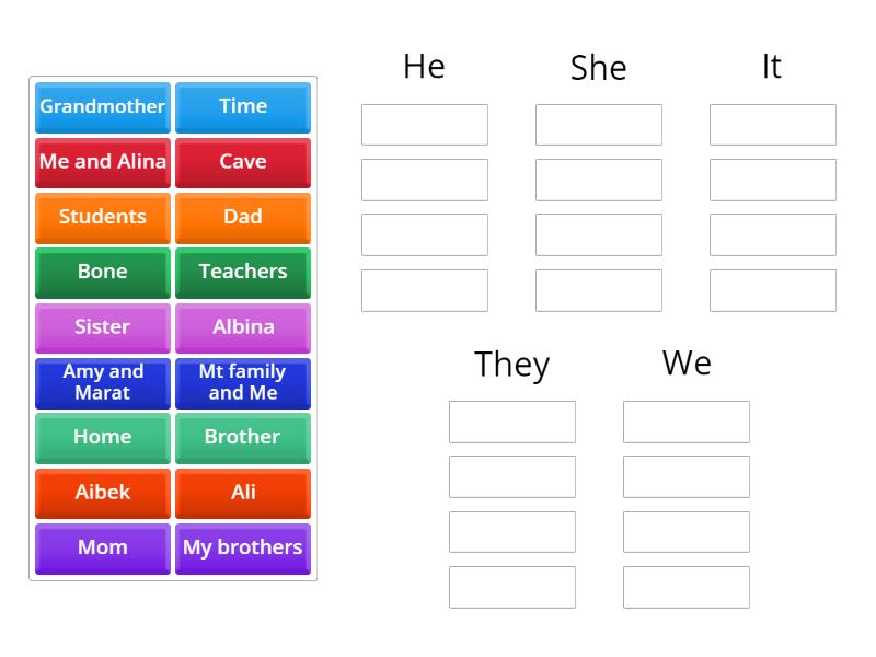 Noun and Pronoun - Group sort
