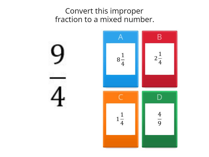 Mrs McVey- Converting Improper Fractions to Mixed Numbers - Quiz