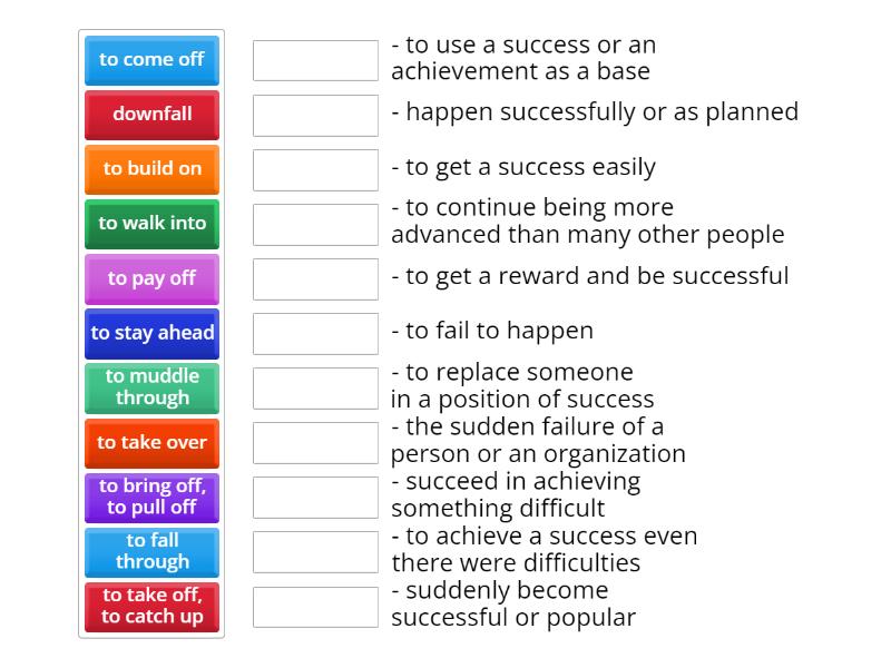 Phrasal verbs. Success and failure - Match up