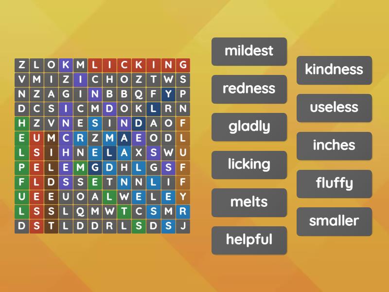 S3 Suffix game - Wordsearch