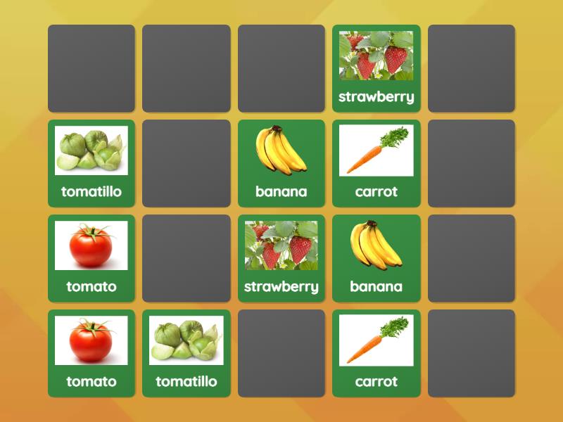 Fruit and Vegetables - Matching pairs