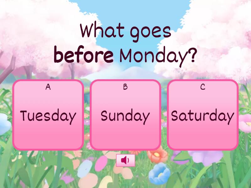 Days of the week: before, after, between - Cuestionario