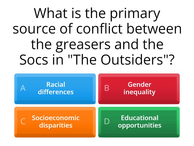 Class Conflict and Socioeconomic Divisions in "The Outsiders": - Quiz