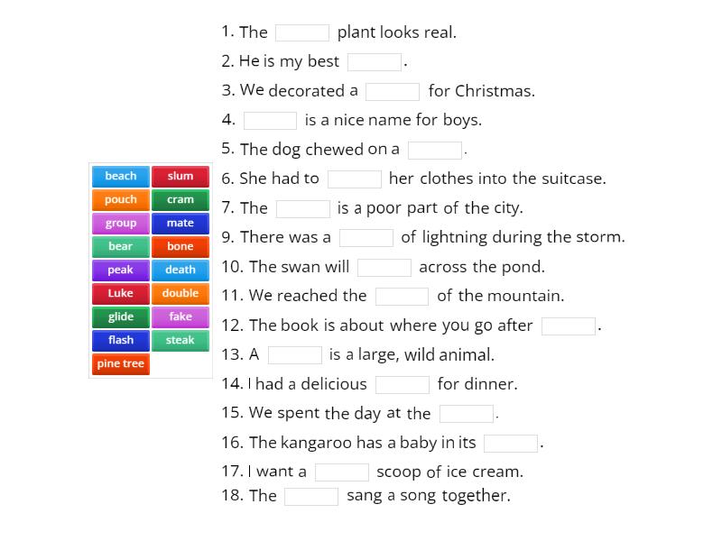 vocab 11am ( a ) - Complete the sentence