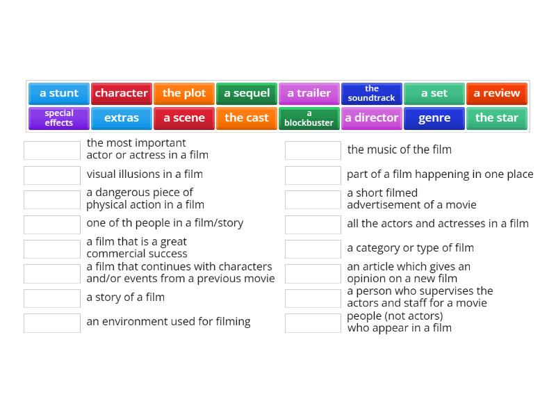 Film Vocabulary - Match up
