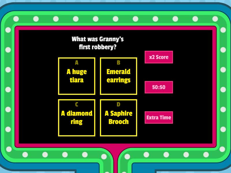 Gangsta Granny - Literature - Chapters 10 to 21 - Gameshow quiz
