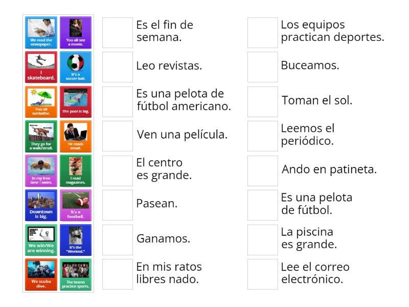Sra. Marrero Senderos 1: Leccion 4- Los pasatiempos - Match up