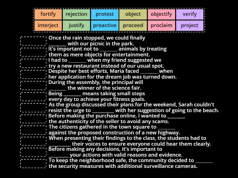sentences pro ject ify - Match up