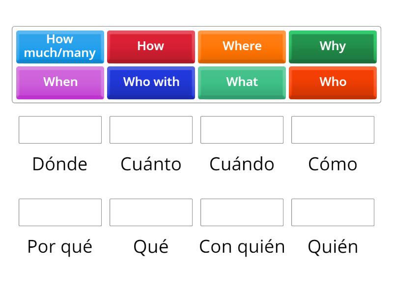 Pronombres interrogativos -Unir - Match up