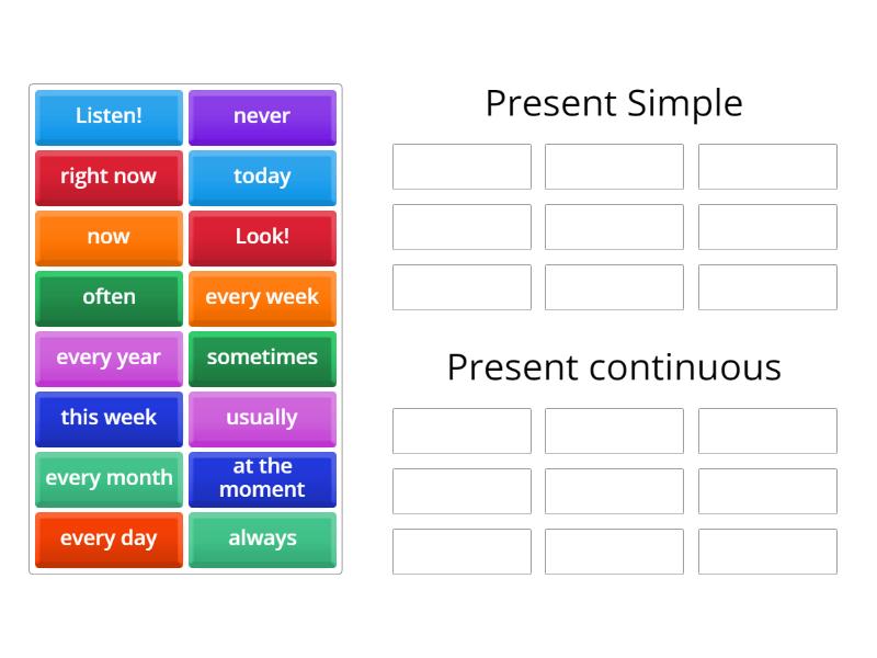 Present Simple/Cont - Group sort