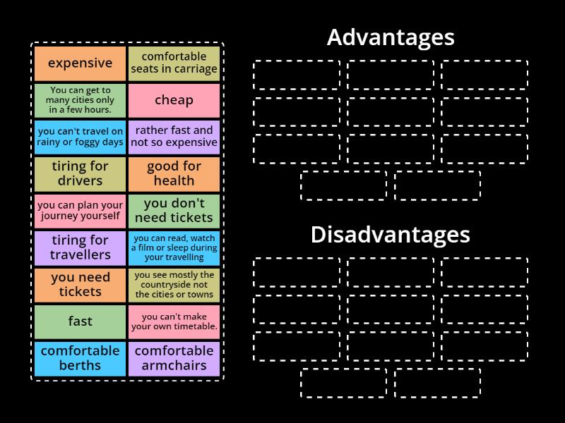 Travelling. Advantages and disadvantages - Group sort