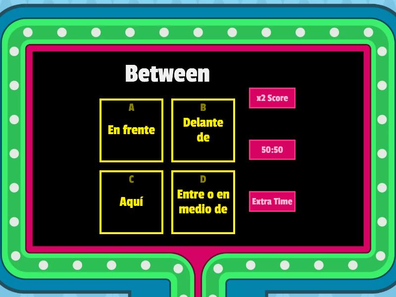 Preposiciones de lugar completo - Gameshow quiz
