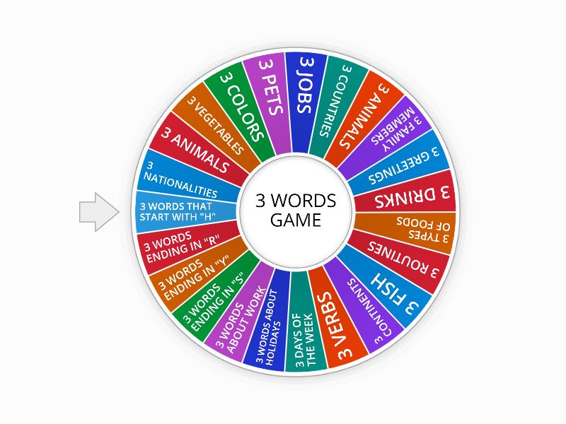 THE 3 WORDS GAME (A1 to B1) - Spin the wheel