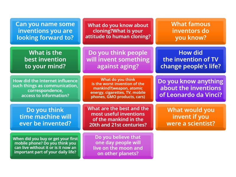 Inventions - Speaking questions - Flip tiles