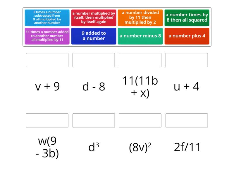 worded algebra - Match up