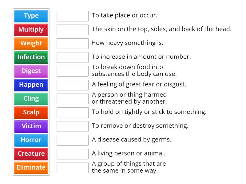 Unit 8 Vocabulary Language Live - Match up